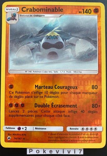 CRABOMINABLE 74/147 Pokemon Card Rare REVERSE Sun & Moon 3 SL3 EN NEW ...