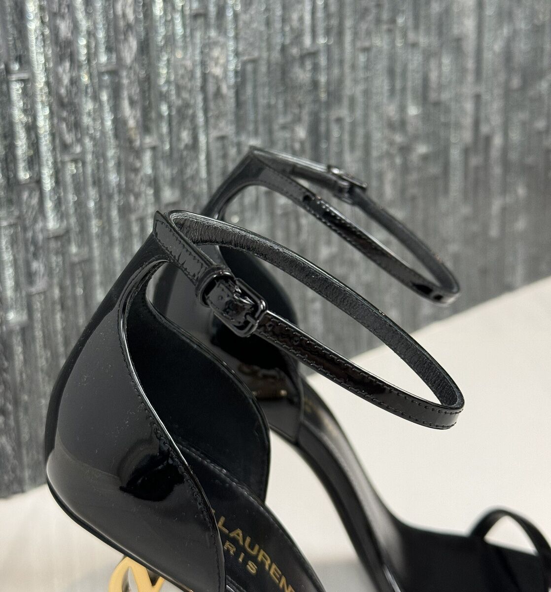 Authentic Saint Laurent Opyum YSL Black Logo-Heels Gold HW Authentic Saint Laurent Opyum YSL Black Logo-Heels Gold HW