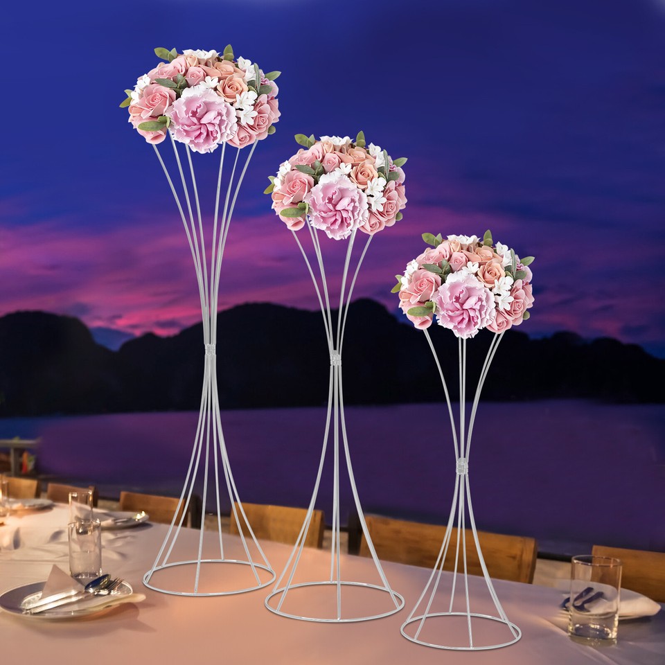 3pcs Modern Flower Stands Hourglass Shape Flower Stand Iron For Party ...