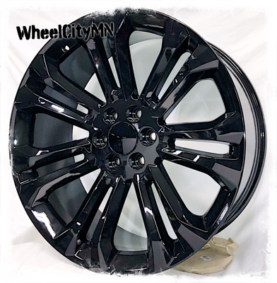 22 inch gloss black 2015 2016 GMC Sierra Denali OE replica wheels 5666 ...