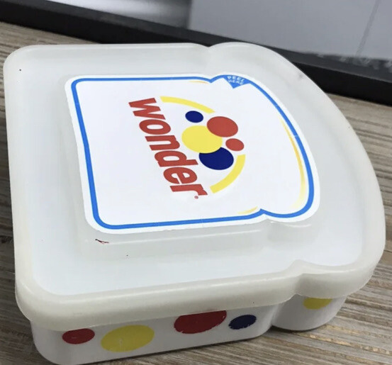 VINTAGE WONDER BREAD SANDWICH HOLDER PLASTIC STORAGE CONTAINER LOGO ...
