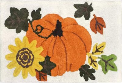 Autumn Fall Season Plush Cotton Rug Pumpkin Harvest Floor Mats Bath ...