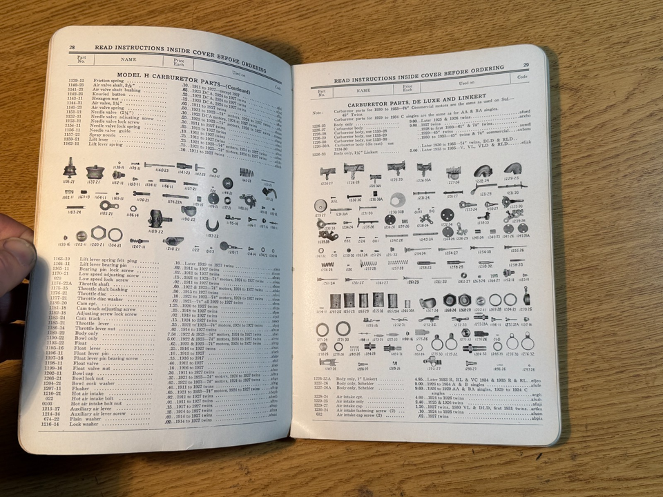 Harley Davidson 1935 Factory Spare Parts Book Catalog Manual OEM ...