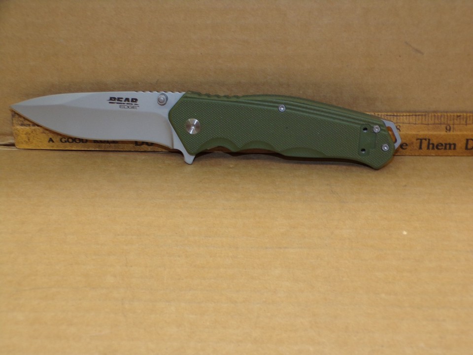 Bear & Sons Bear Edge Sideliner Pocketknife # 61102 ~ OD Green G10 ...