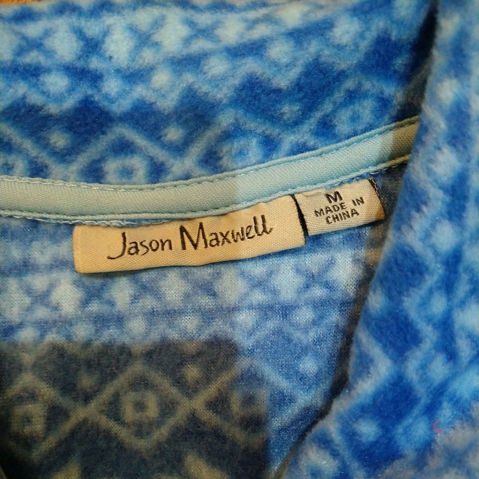 Jason Maxwell Ladies Full Zip Vest Blue Aztec Geometric Pockets Medium ...