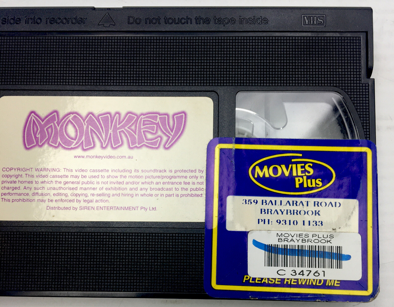 Monkey Vol 4 VHS Video Cassette Tape PAL Clear Small Box M15+ Ex-Rental ...