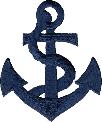 Patch - Anchor & Rope Dark Navy Blue Nautical Ship Boat Retro Sew Iron ...