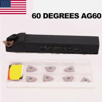 20mm Lathe Threading Turning Tool Holder Vertical + 60° Carbide ...