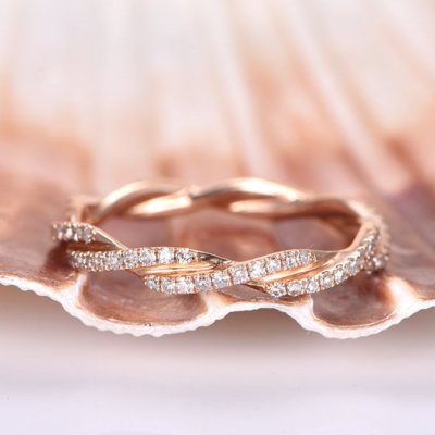 Infinity Design Ring Band 1.2ct Round Cut Simulated Diamond 14k Rose ...
