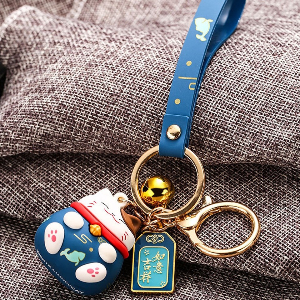 Fortune Cat Key Ring Cartoon Cute Shaped Keychain Pendant Keychains ...