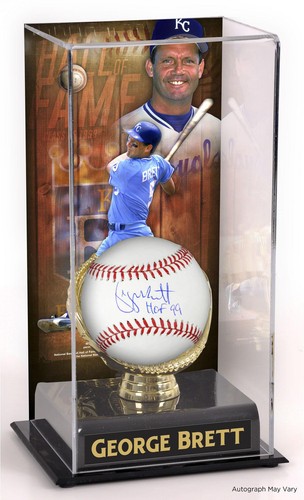 George Brett KC Royals Signed Baseball with HOF Insc and Display Case ...