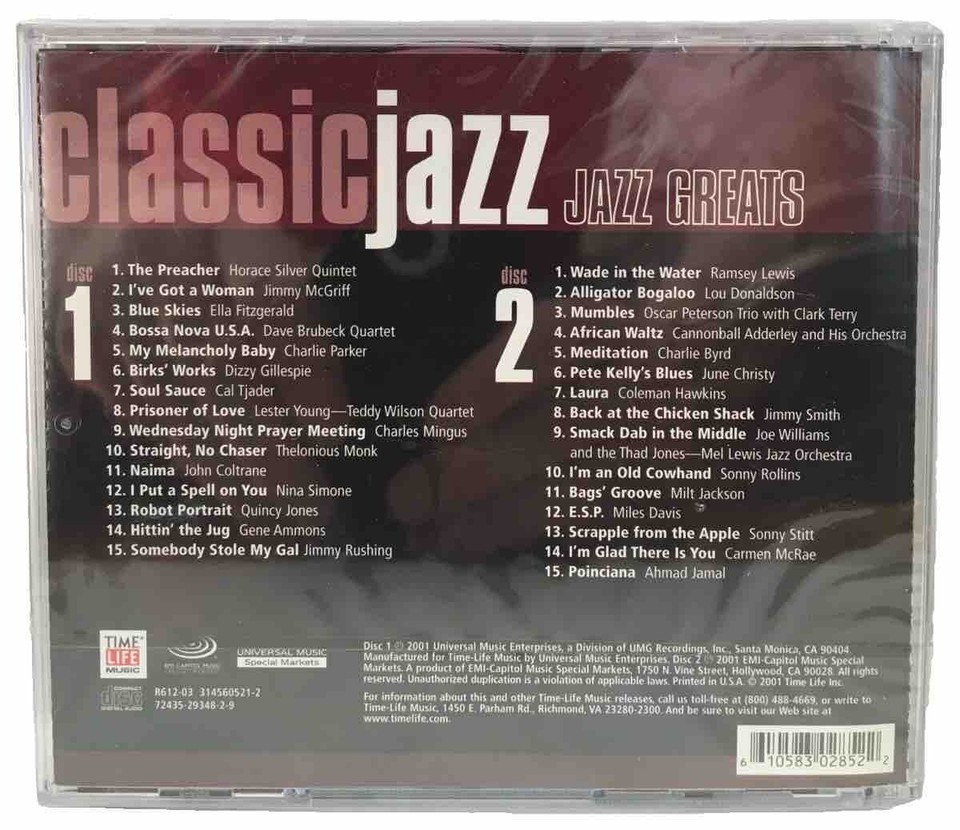 Classic Jazz - Jazz Greats (CD, 2001, 2 Disc Set, Time/Life, Comp) New ...