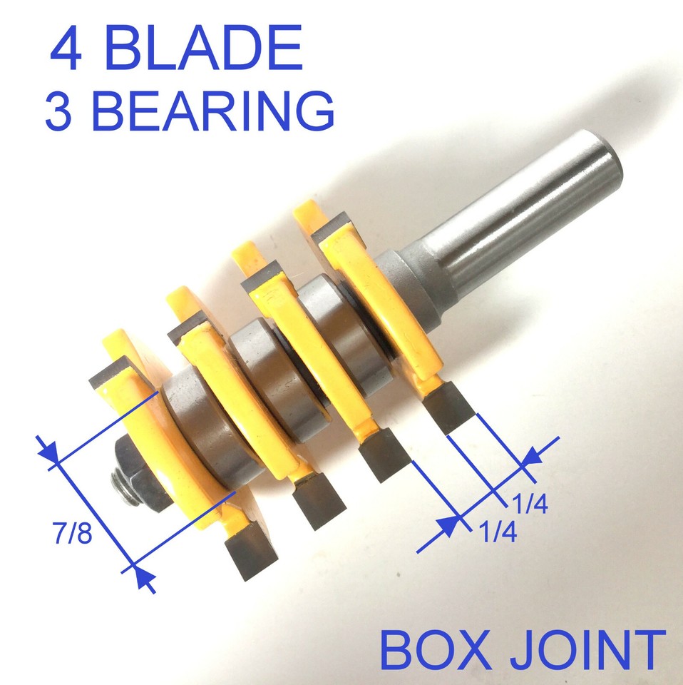 1 PC 1/2" SH 4 Slots Adjustable Box Joint 3 bearing 1/2x1/4 Finger ...