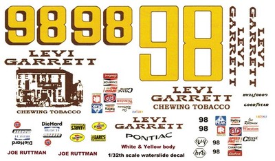 #98 Joe Ruttman Levi Garrett 1981-86 1/32nd Scale Slot Car Waterslide ...