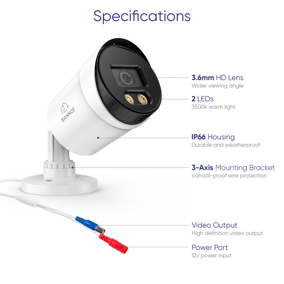SANNCE 1080P Full Color Night Security Camera Warm Light fr Security ...