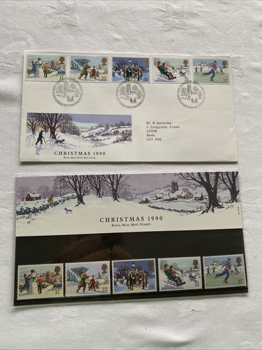 GB ROYAL MAIL FDC 13 11 1990 CHRISTMAS STAMP SET + MINT SET WITH CARD ...