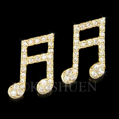 ~Semiquaver 16th Musical Music Note made with Swarovski Crystal Gold TN ...