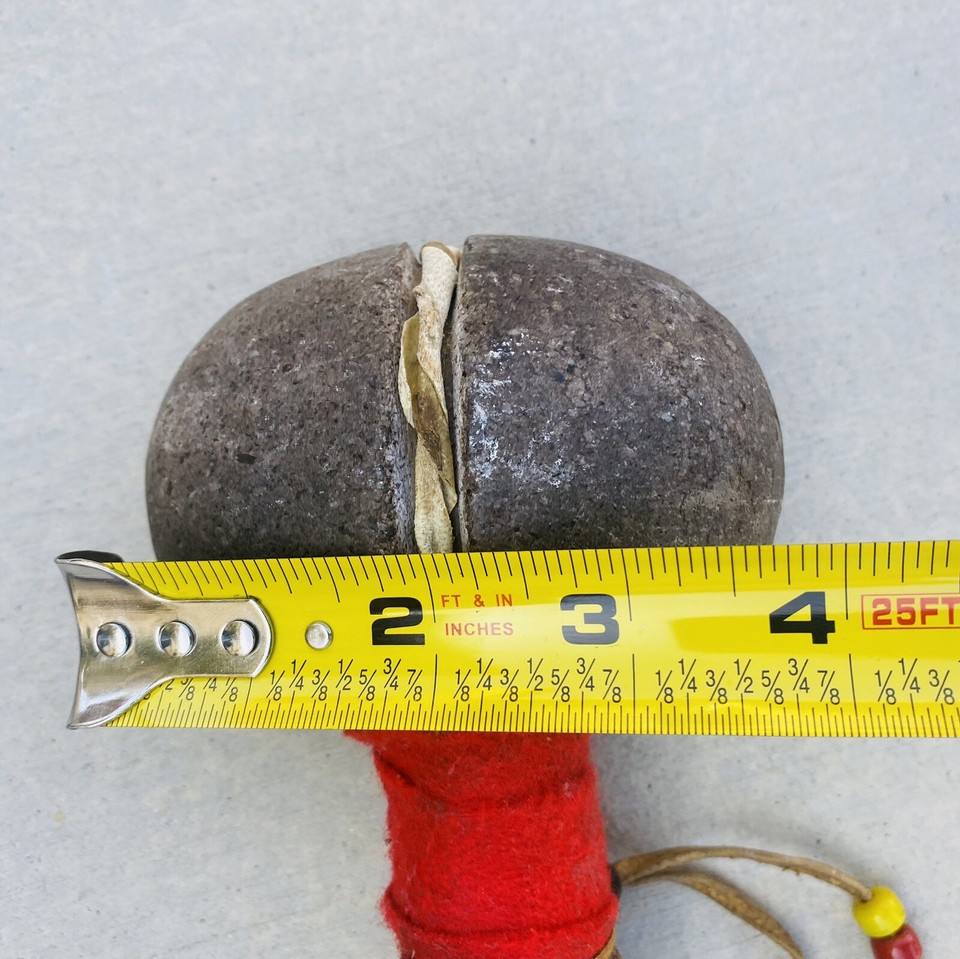 Native American Handmade Stone War Club Tomahawk Hatchet Wood Leather ...