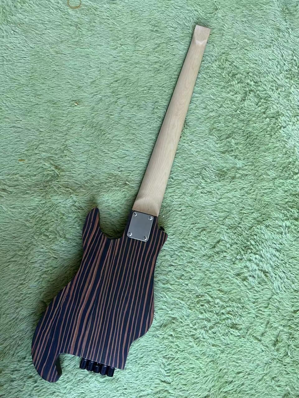 Musoo brand electric bass headless bass zebra wood body 5 string Bass ...