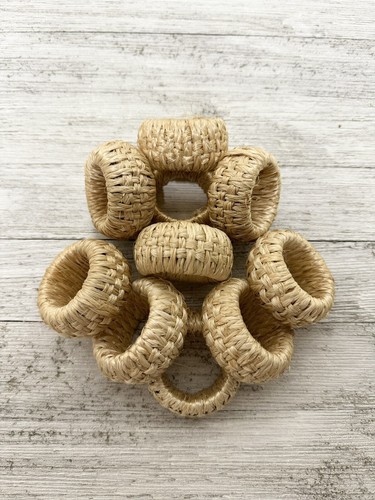 Woven Straw Rattan Napkin Rings Set of 10 Tan Natural Made In ...