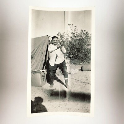 Goofy Guy Shooting Revolver Photo 1930s Camp Tent Gun Quaker Oats Box ...