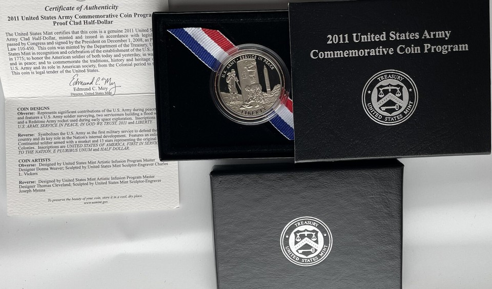 2011 S Proof US Mint Army Half Dollar 50c Coin Commemorative 50 Cents ...