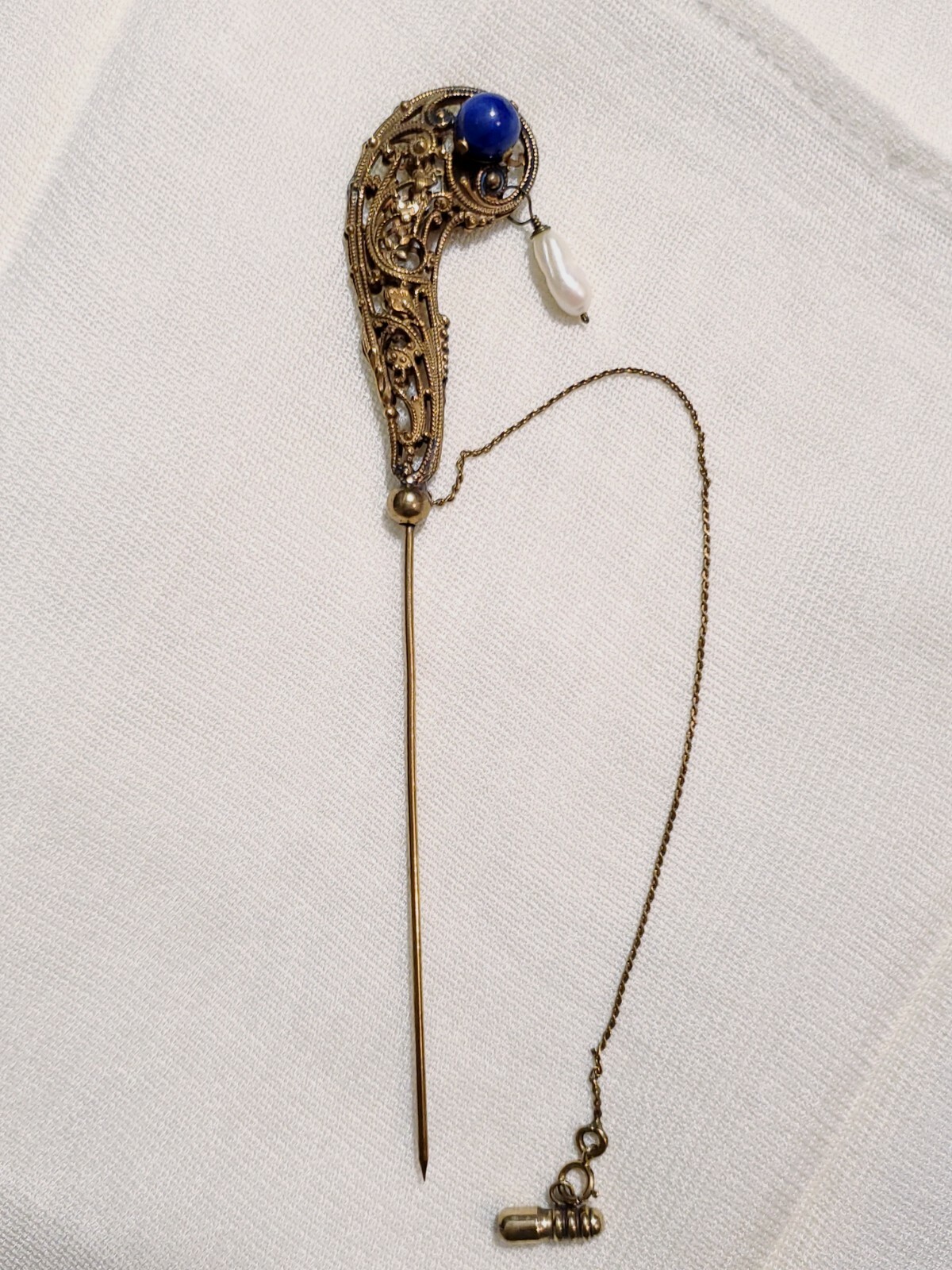 Antique c.1890 1/20 14k GF Victorian Hat Pin with Lap… - Gem