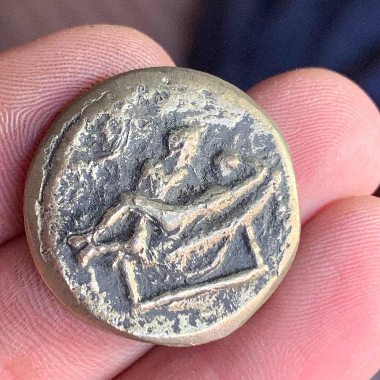 FANTASTIC RARE ANCIENT ROMAN SPINTRIA BROTHEL ENTRY TOKEN COIN CALIGULA ...