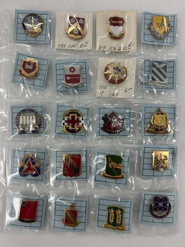 20 Assorted Army Crests DUI DI Artillery Infantry Signal Engineer MP ...