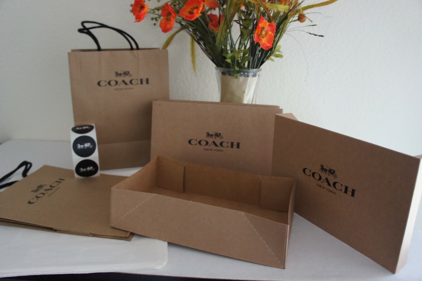 New 3 Coach Boxes(10" x 6"x 2.5"), 3 Coach paper bags, Tissue Paper ...