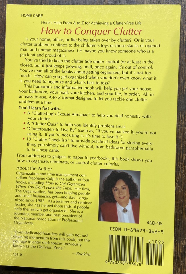 How to Conquer Clutter by Stephanie Culp (1989, Trade Paperback ...