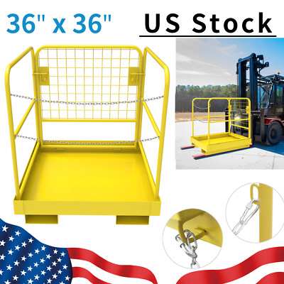 36"x36" Forklift Safety Cage Work Platform Collapsible Aerial Basket ...