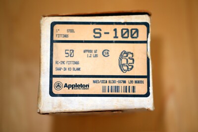 Appleton S-100 1" Steel Electrical Snap-In Conduit Knockout Blanks, NOS ...