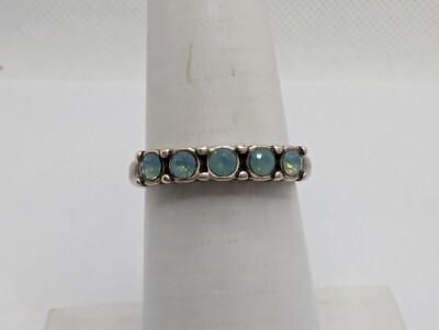 Vintage Sterling Silver 925 Light Blue Gem ( aquamarine?) Ring Size 6.5 ...