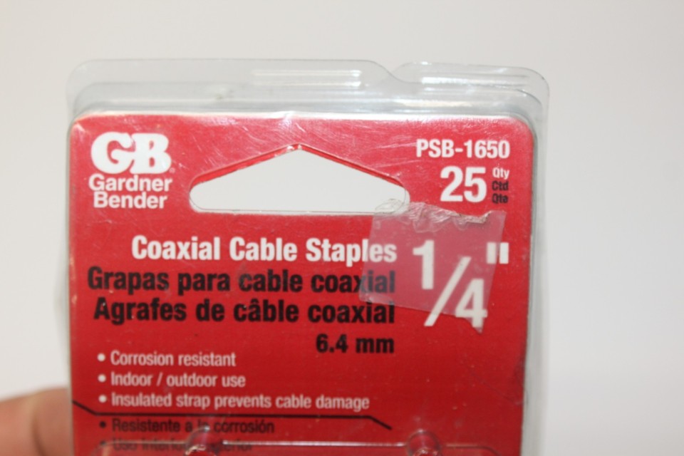 GB Gardner Bender PSB-1650 Coaxial Cable Staples 6.4 mm 25 pcs ...