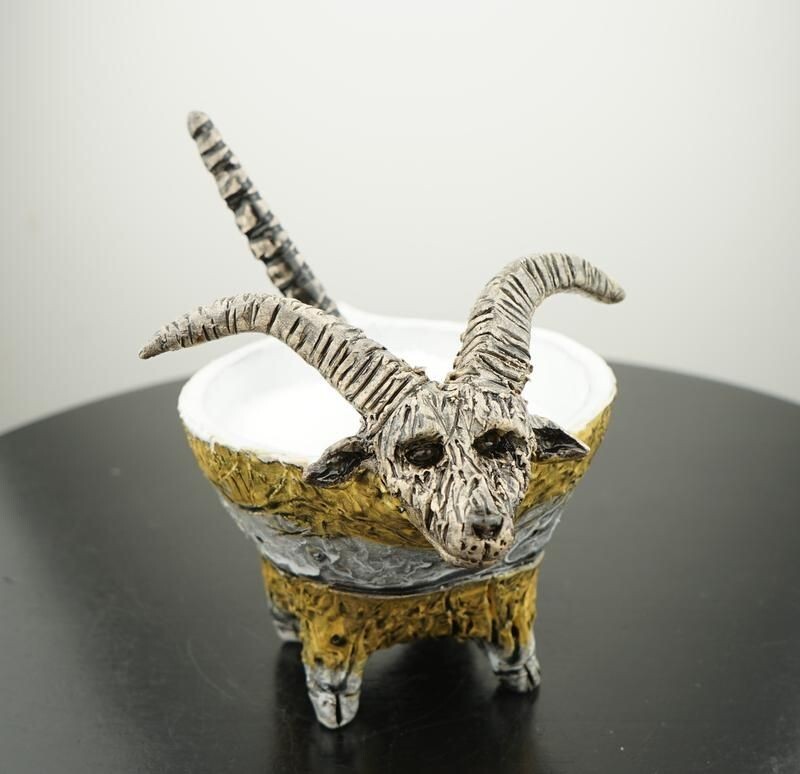 Salt Bowl Goat Old Handmade Of Ceramic Small Bowls Kitchen Tools Animal ...