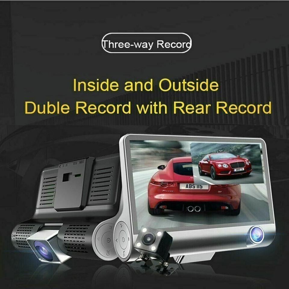 Car Dvr 3 Camera Lens 4.0 Inch Video Recorder Dash Cam Auto Registrator ...