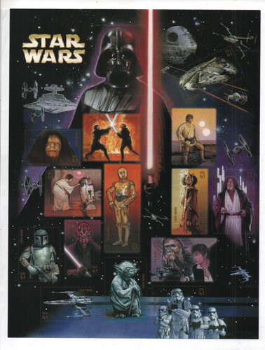 2007 STAR WARS 41 cent Postage Stamp sheet of 15 Darth Vader Boba Fett ...