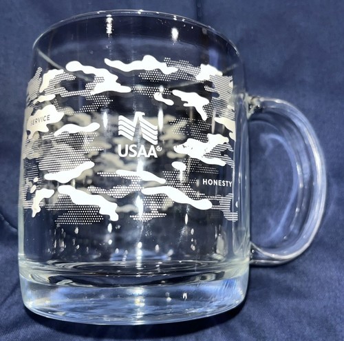 USAA Insurance Glass Cup – Camo Gray/White Decal – Military Promo ...