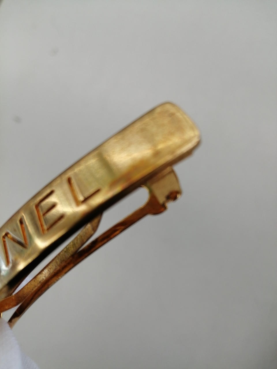 CHANEL Logo Barrette 96A61 Engraving Gold plate plated with Box made in ...