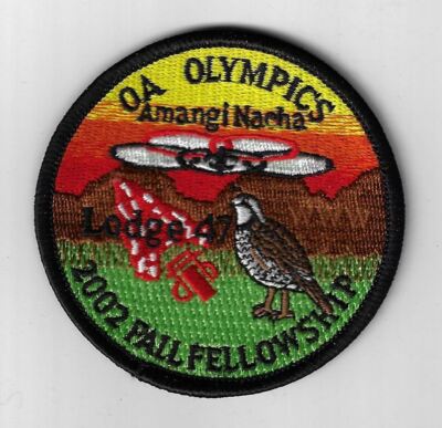 OA 47 Amangi Nacha 2002 Fall Fellowship OA Olympics Flap BLK. Golden ...