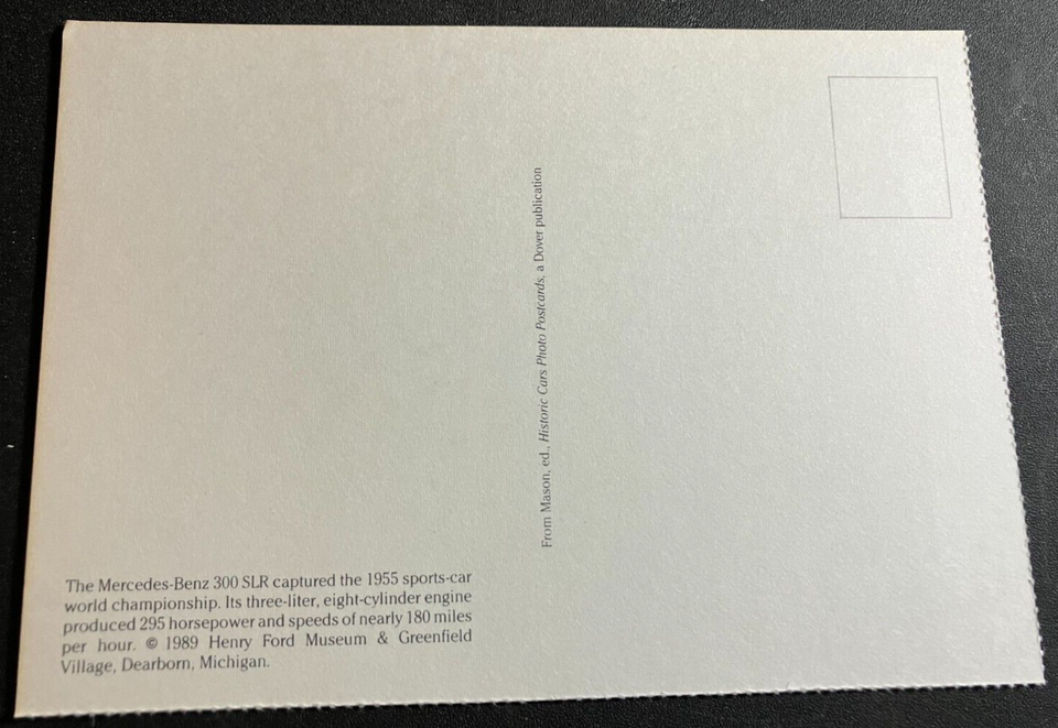 Vintage Continental Postcard - Silver 1955 Mercedes-Benz 300 SLR ...
