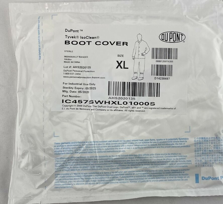 Dupont 1 Pair Sterile XL Boot Cover For IsoClean Lab Coveralls Tyvek ...