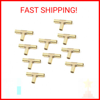 Antrader 3/8" Tee Brass Hose Barb Fitting, 3-Way PEX Pipe Union ...