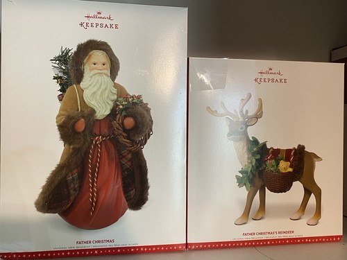 *SALE* Hallmark Father Christmas And Reindeer Tabletop Set-lot Of 2 | eBay