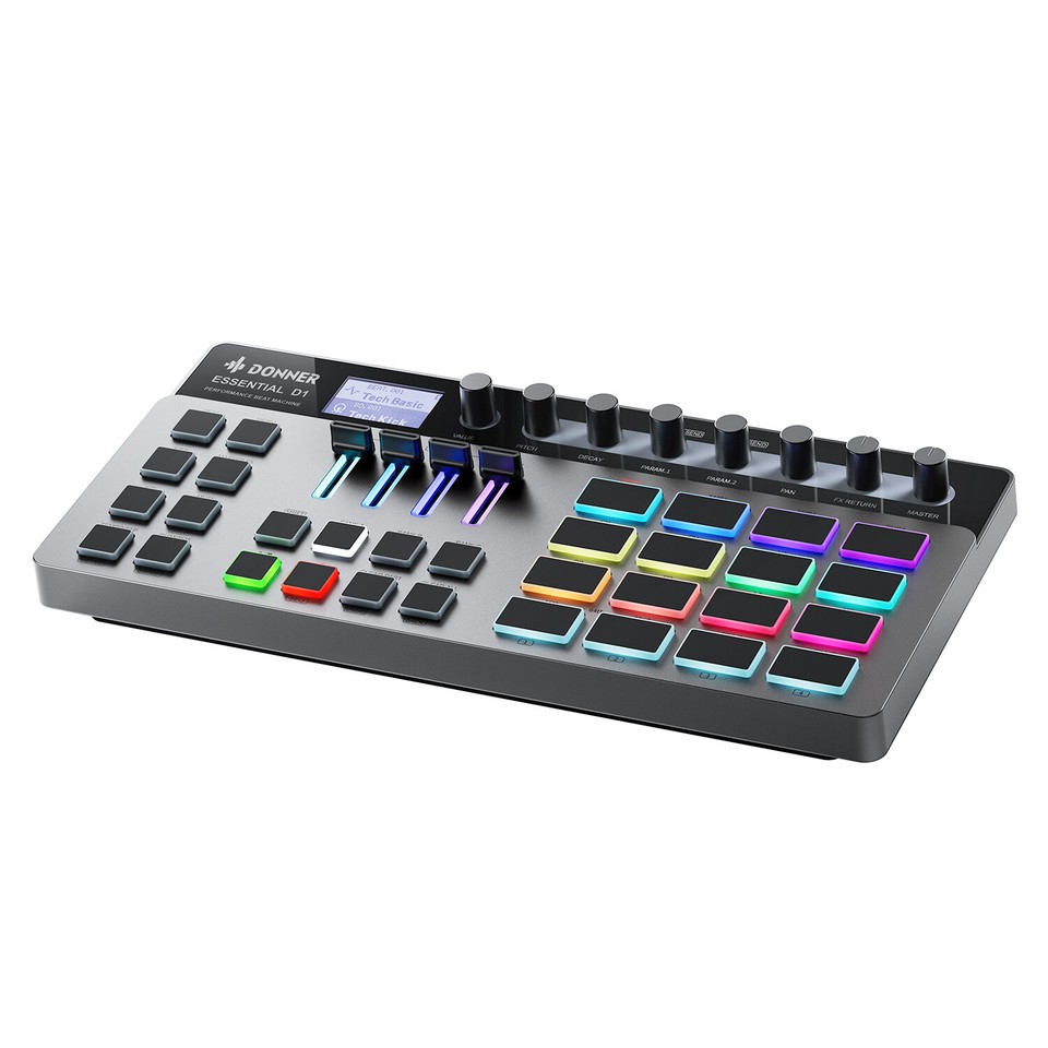 Donner D1 Digital Drum Machine Step Sequencer 16 Pads 5 Encoder 12 ...