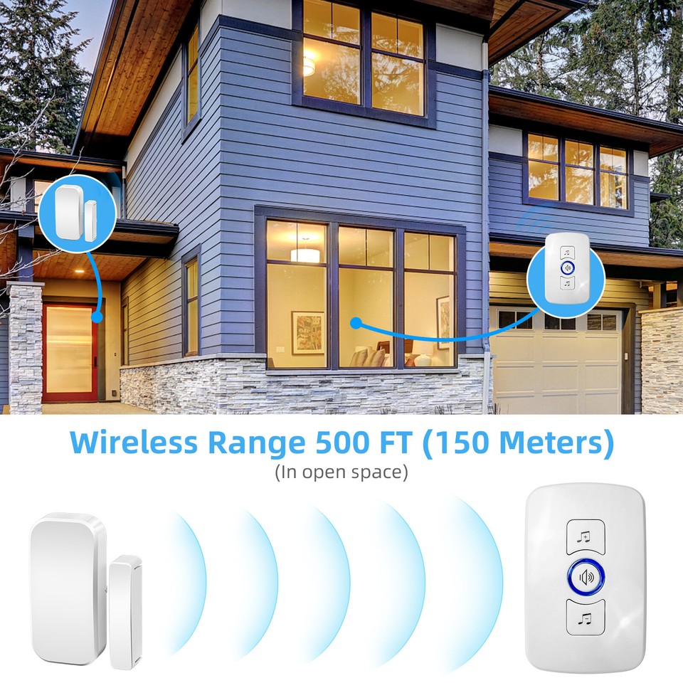 Door Open Sensor Chime Magnetic Sensor Alarm 32 Chime Wireless for Home ...