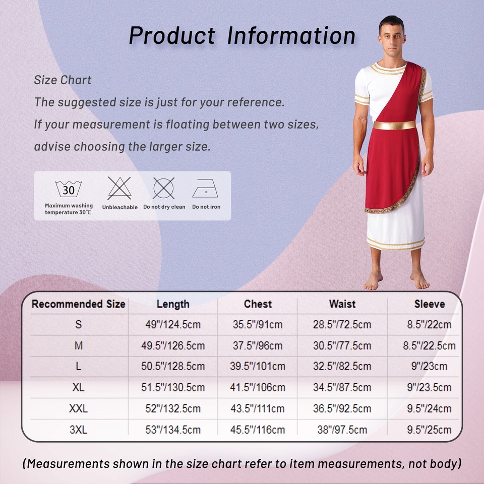 US Men Toga Greek God Costume Short Sleeve Roman Cosplay Robe Toga ...