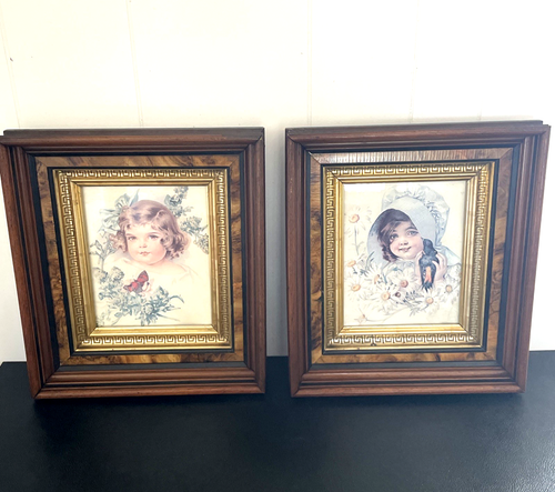 Pair Antique Victorian Deep Picture Frames 8x10" window Walnut wood | eBay