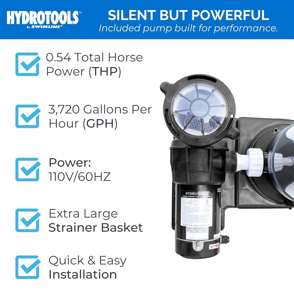 Swimline HYDROTOOLS 50 SqFt Cartridge Filter System for Above Ground ...